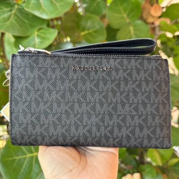 Michael Kors | Bags | Michael Kors Jet Set Travel Double Zip Phone Wallet Mk Black | Poshmark